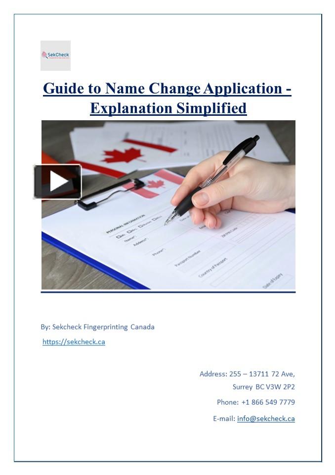 Guide to Name Change Application - Explanation Simplified presentation | free to download