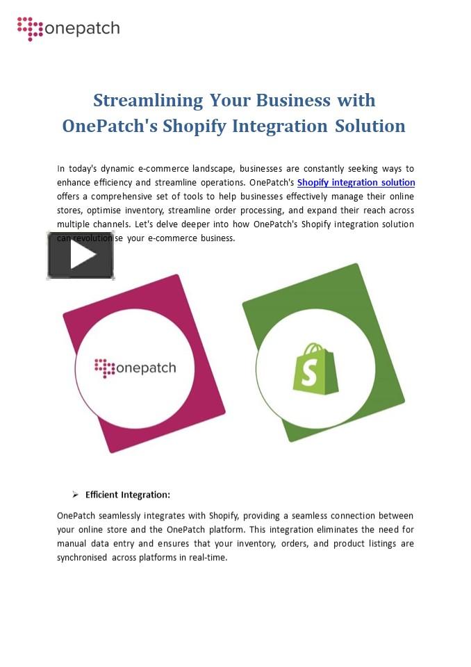 PPT – Streamlining Your Business with OnePatch's Shopify Integration Solution PowerPoint ...
