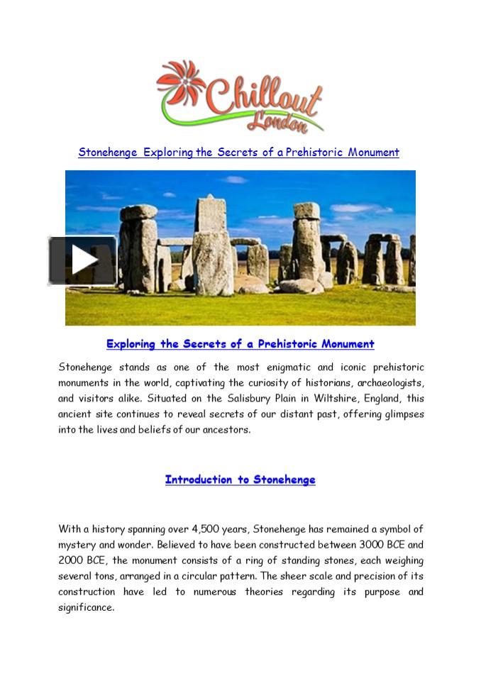 Stonehenge Exploring the Secrets of a Prehistoric Monument presentation ...