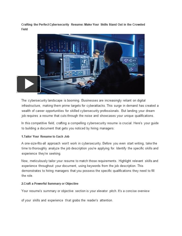 PPT – Crafting the Perfect Cybersecurity Resume: Make Your Skills Stand ...