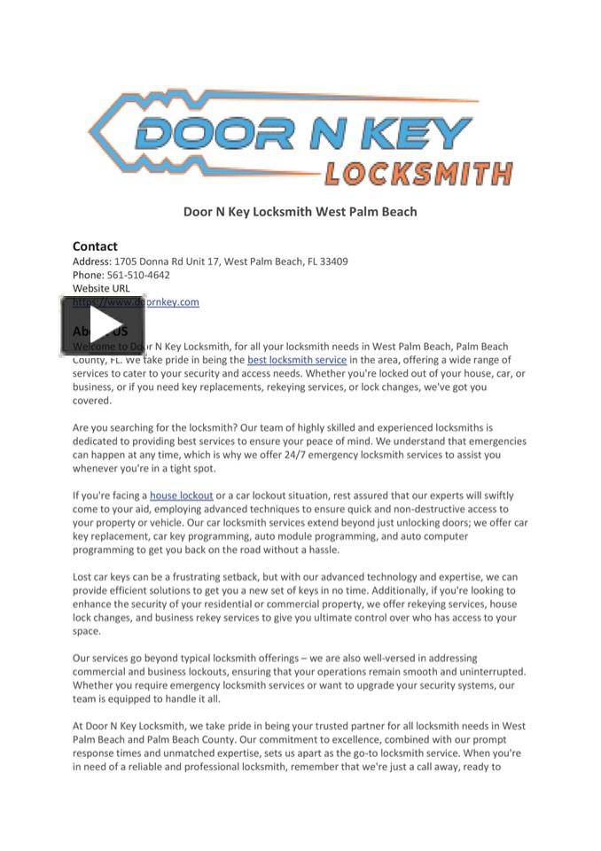 PPT – Door N Key Locksmith West Palm Beach PowerPoint presentation | free to download - id ...