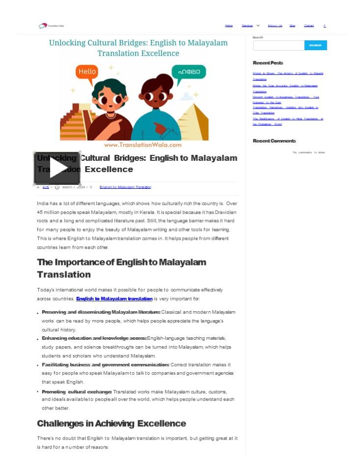 PPT – Unlocking Cultural Bridges: English to Malayalam Translation ...
