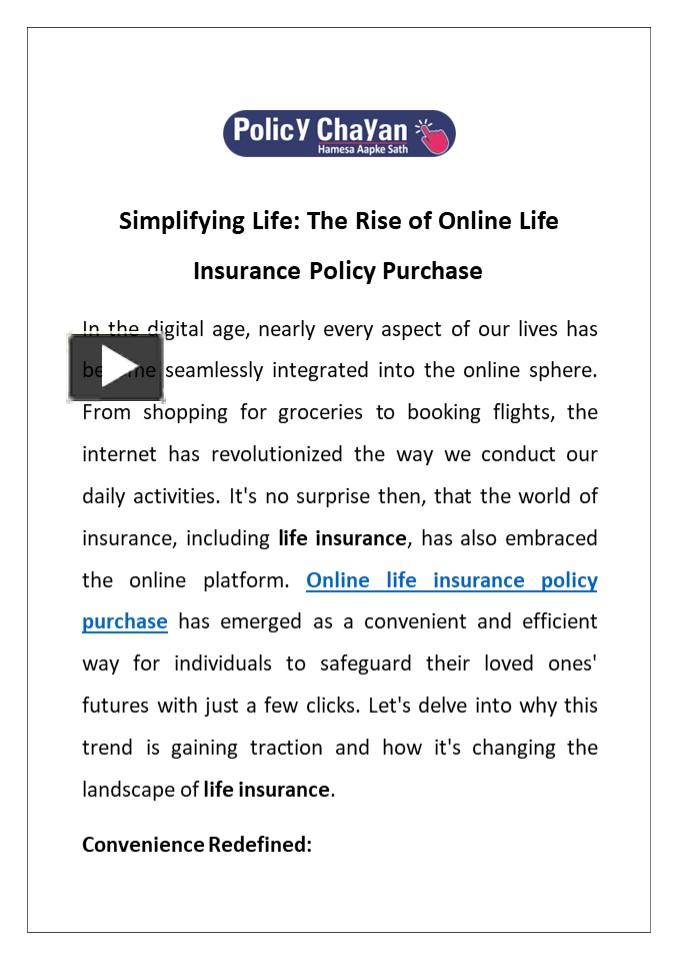 PPT – Simplifying Life: The Rise of Online Life Insurance Policy Purchase PowerPoint ...