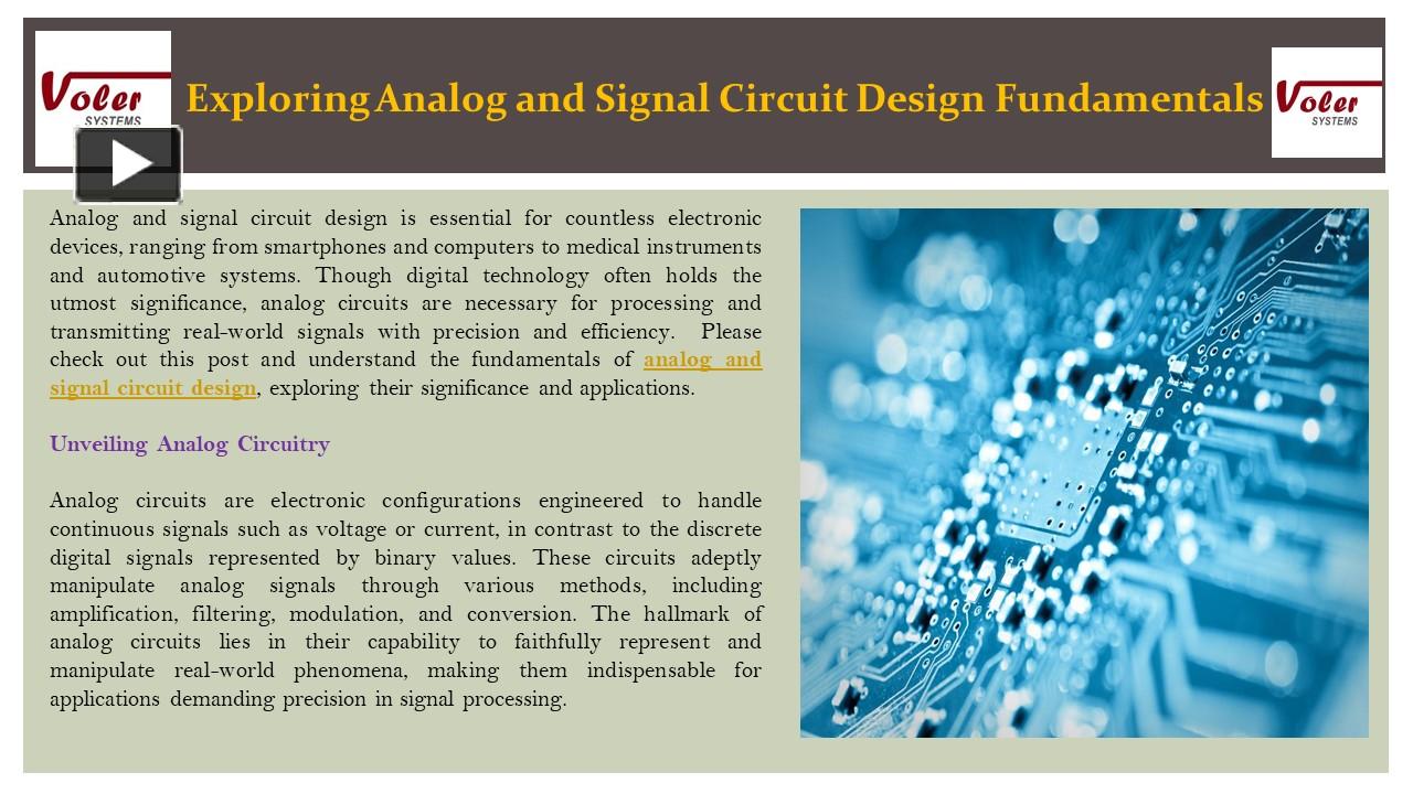 Ppt Exploring Analog And Signal Circuit Design Fundamentals