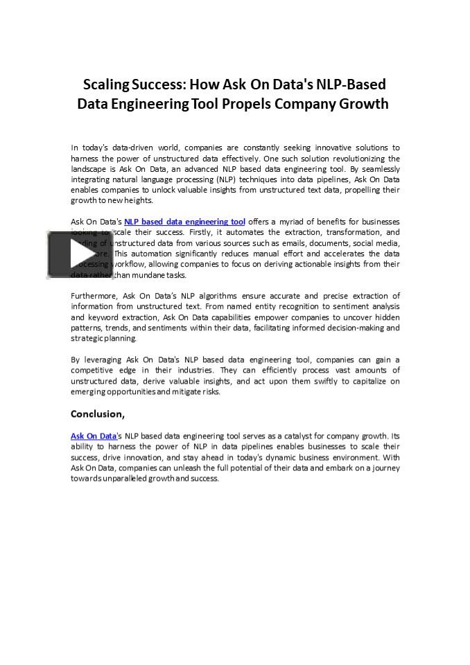 How Ask On Datas Nlp Based Data Engineering Tool Propels Company