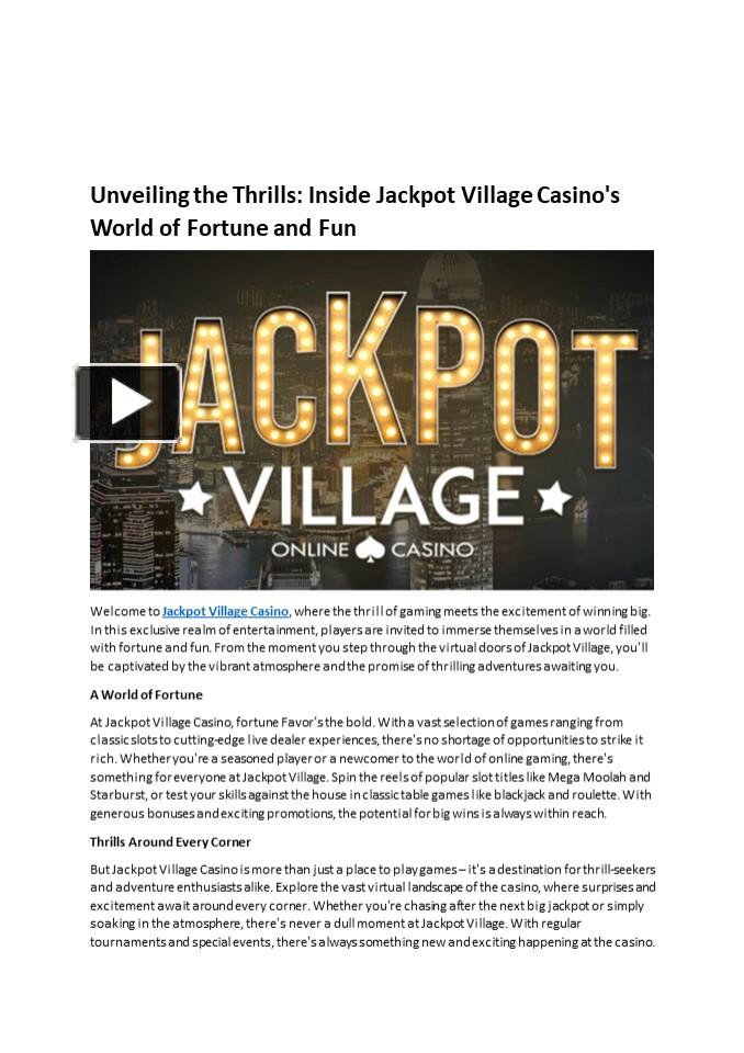 PPT – Unveiling the Thrills: Inside Jackpot Village Casino's World of Fortune and Fun (1 ...