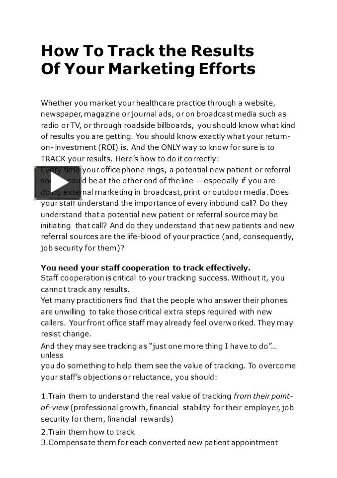 PPT – How To Track the Results of Your Marketing Efforts – Practice Builders PowerPoint ...