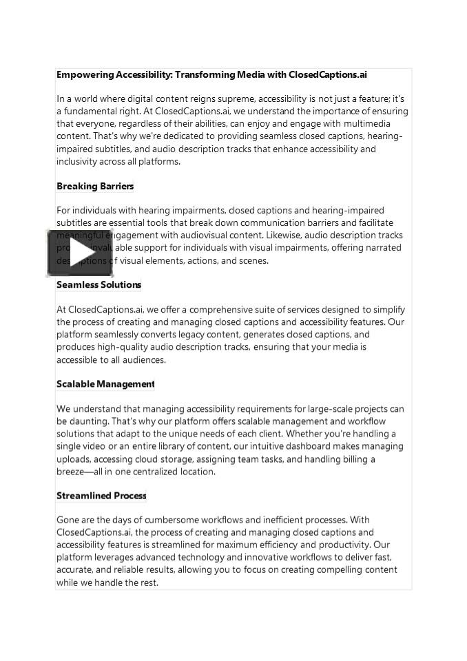 PPT – Empowering Accessibility: Transforming Media with ClosedCaptions.ai PowerPoint ...