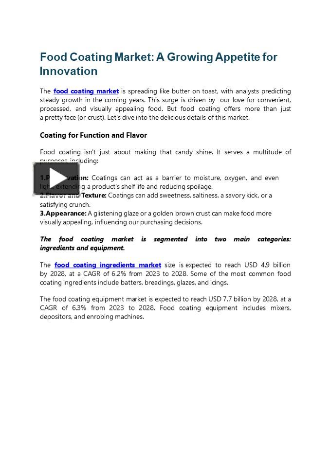 Food Coating Market: A Growing Appetite for Innovation presentation | free to download