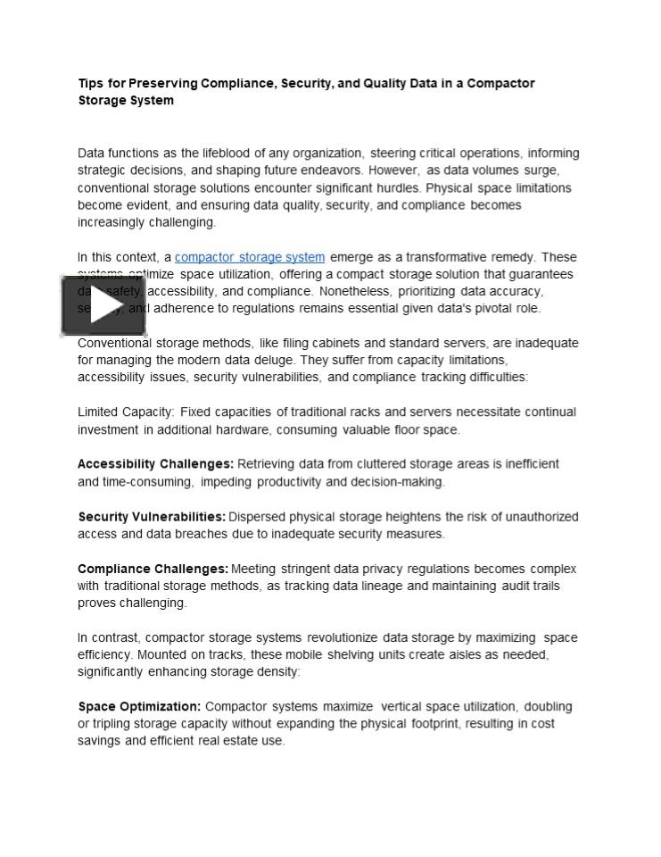 PPT – Tips for Preserving Compliance, Security, and Quality Data in a ...