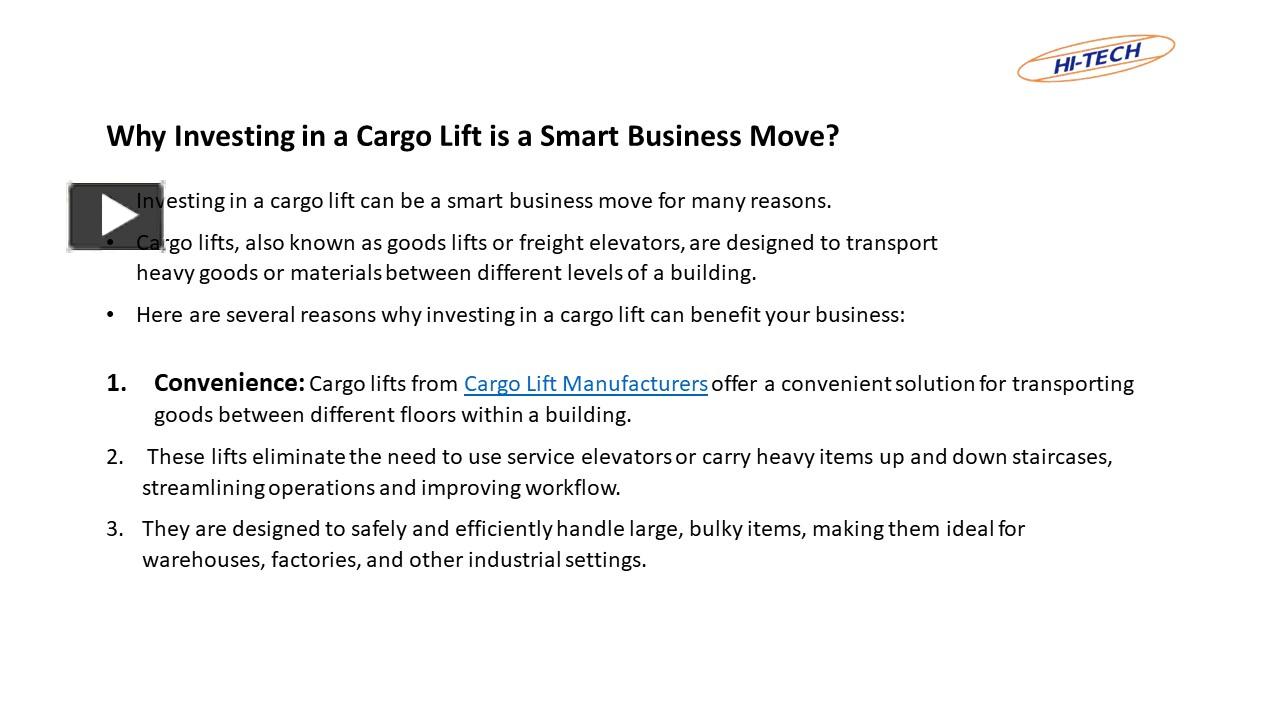 PPT – Why Investing in a Cargo Lift is a Smart Business Move? PowerPoint presentation | free to ...