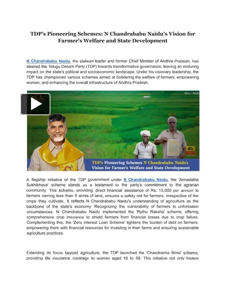 PPT – TDP's Pioneering Schemes: N Chandrababu Naidu's Vision for Farmer's Welfare and State ...
