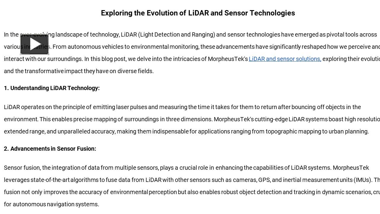 PPT – Precision Redefined | Morpheus TEK LiDAR Sensor PowerPoint ...