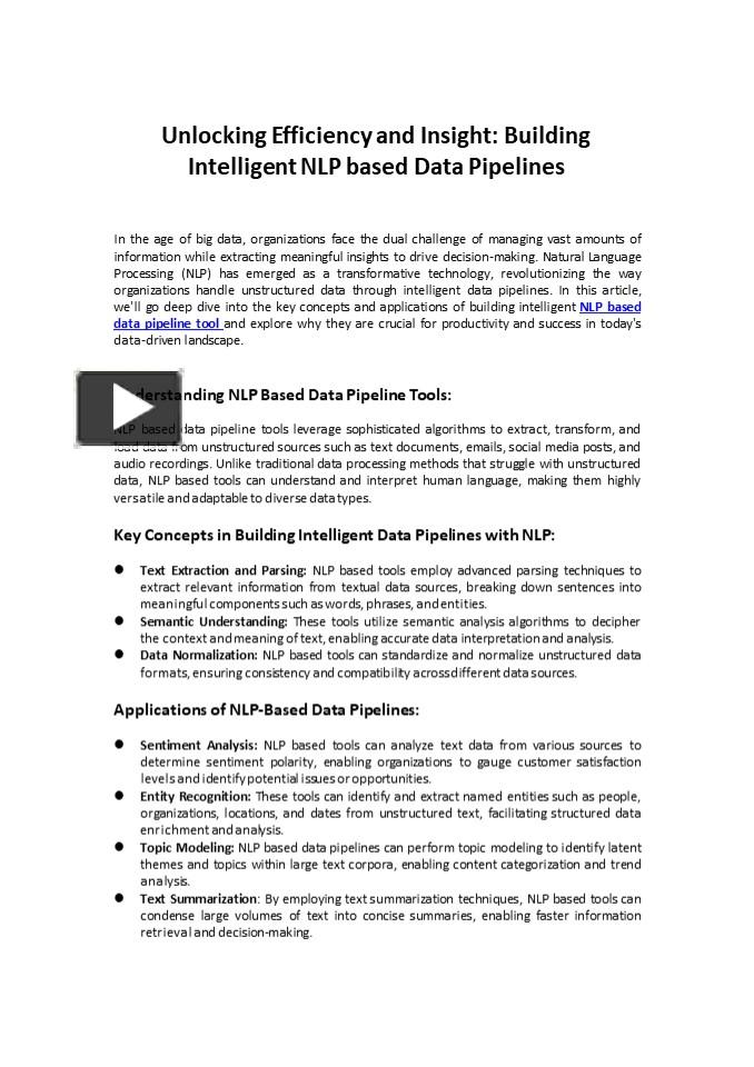 Ppt Building Intelligent Nlp Based Data Pipelines Powerpoint