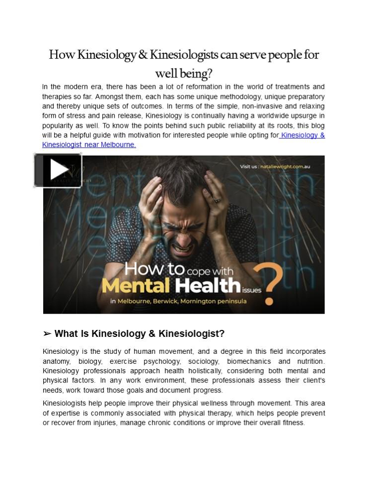PPT – How Kinesiology & Kinesiologists can serve people for well being? PowerPoint presentation ...