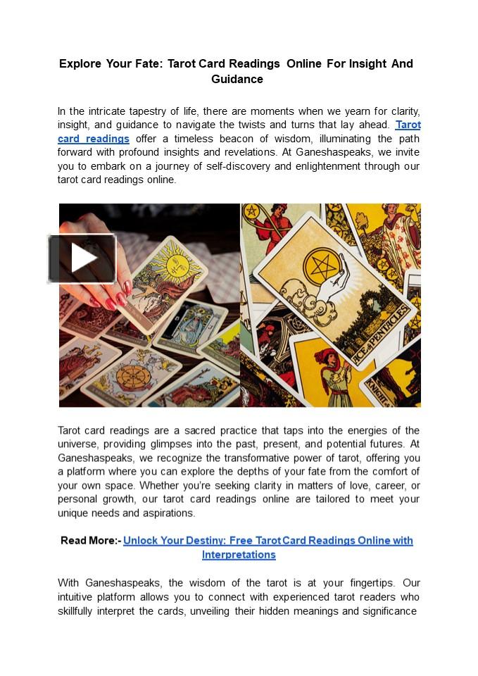 PPT – Tarot Card Readings Online for Insight and Guidance PowerPoint presentation | free to ...