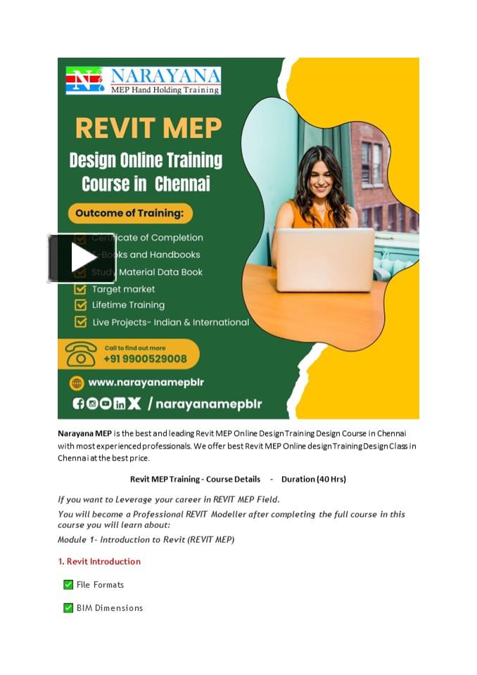 Revit Mep Online Design Training Course In Chennai Presentation Free To Download