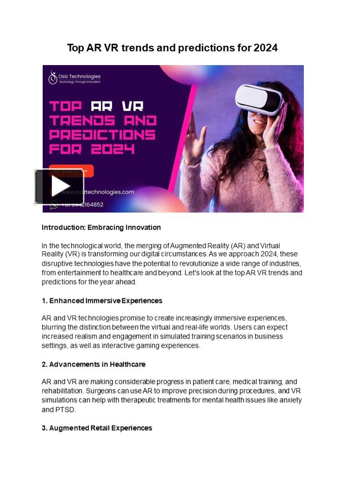 PPT – Top AR VR trends and predictions for 2024 PowerPoint presentation | free to download - id ...