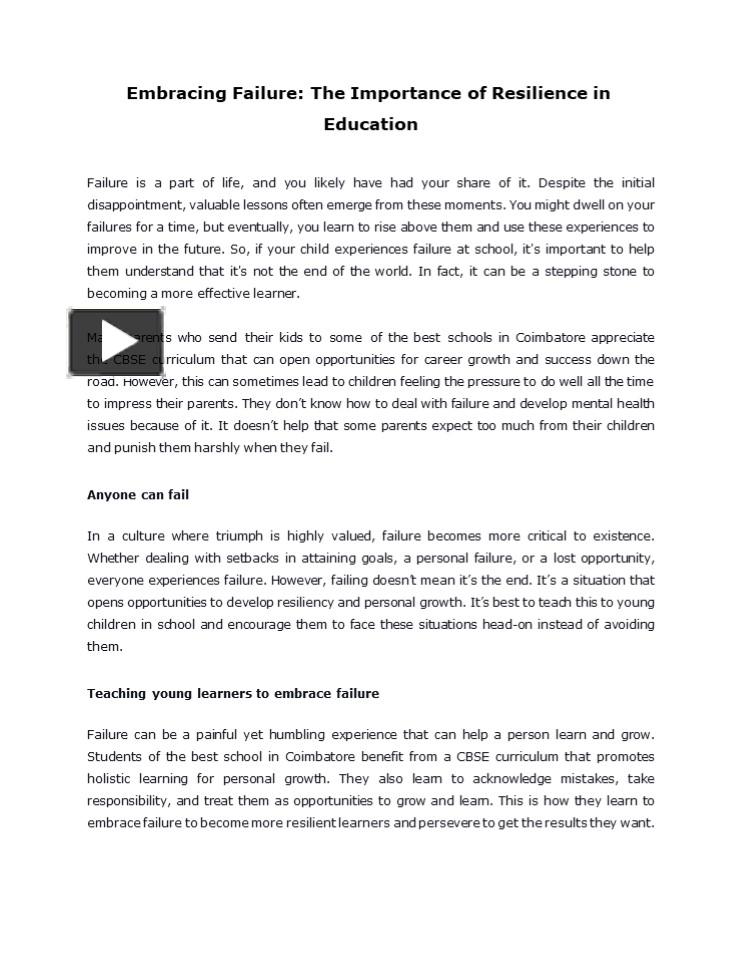 PPT – Embracing Failure: The Importance of Resilience in Education ...