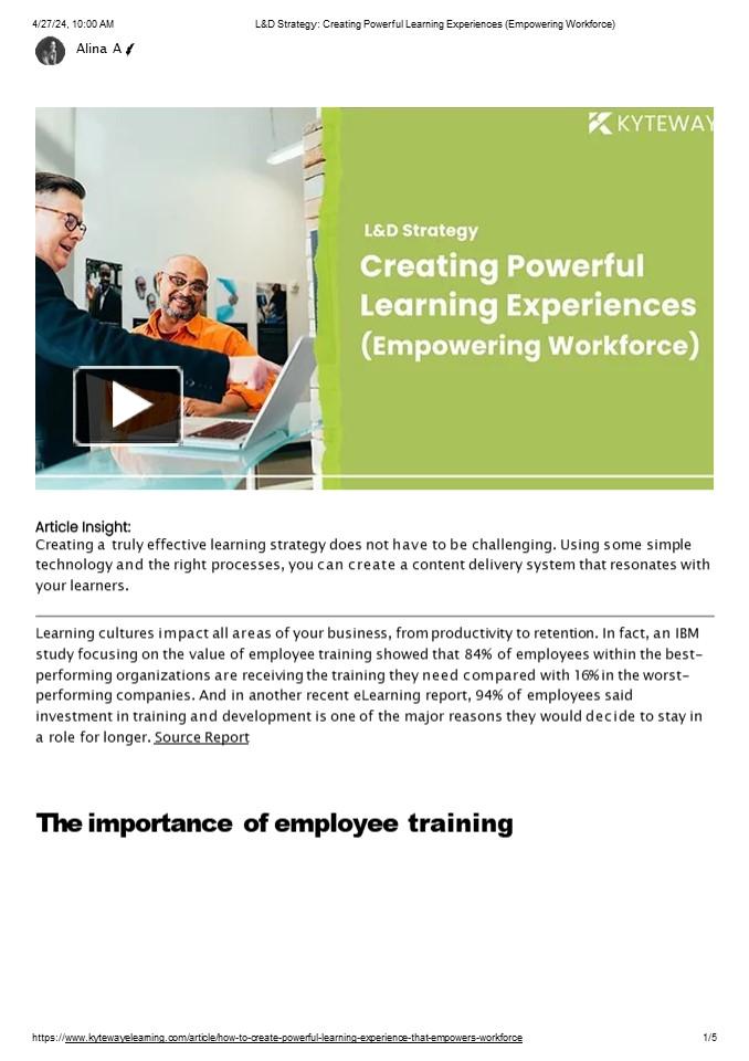 L&D Strategy: Creating Powerful Learning Experiences presentation | free to download