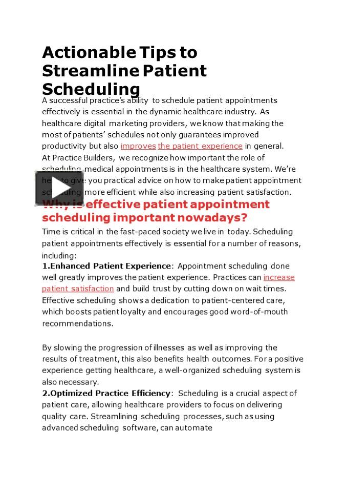 PPT – Actionable Tips to Streamline Patient Scheduling – Practice Builders PowerPoint ...