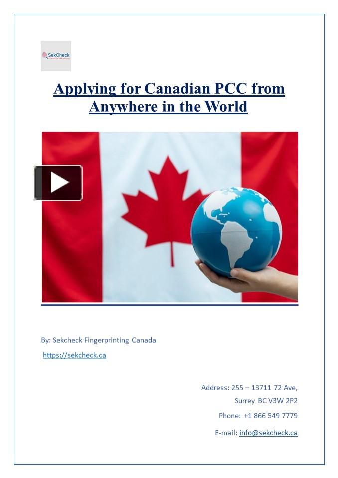 PPT – Applying for Canadian PCC from Anywhere in the World PowerPoint presentation | free to ...
