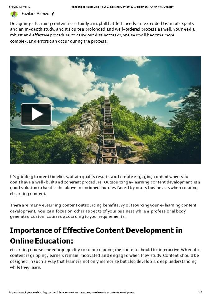 Reasons to Outsource Your E-learning Content Development: A Win-Win Strategy presentation | free ...