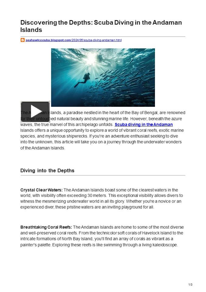 PPT – Scuba diving in Andamans | Explore Enchanting Marine Life in Deep Blue Sea PowerPoint ...