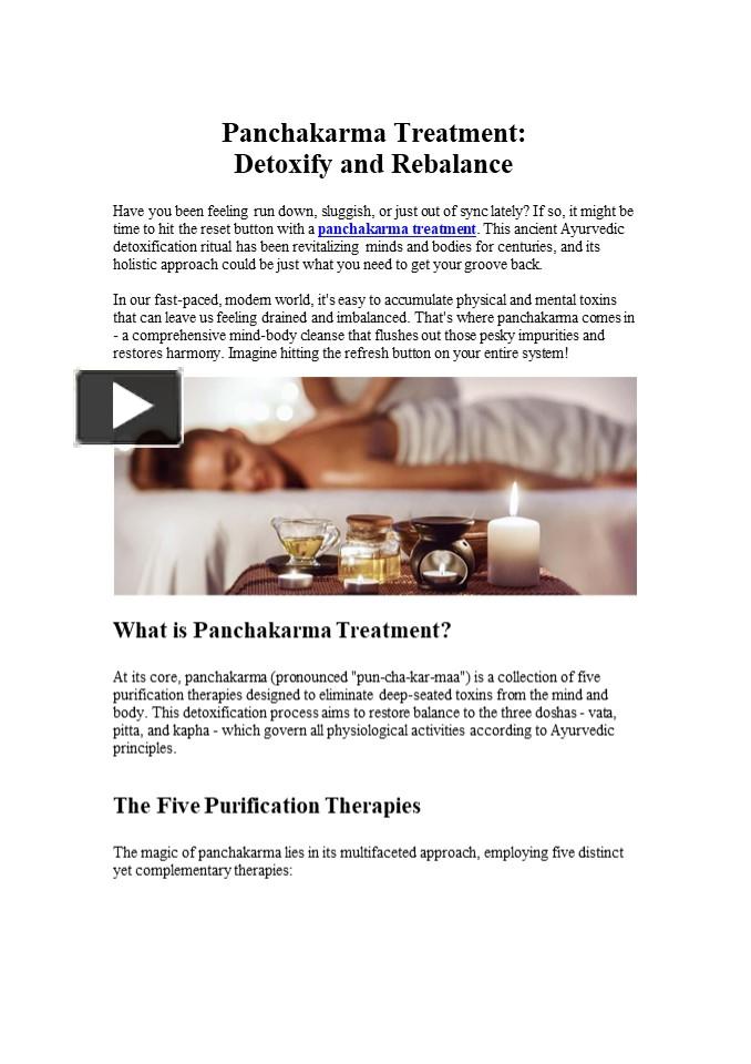 Panchakarma Treatment: Detoxify and Rebalance presentation | free to download