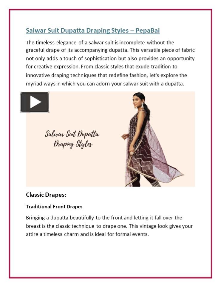 PPT – Salwar Suit Dupatta Draping Styles – PepaBai PowerPoint presentation | free to download ...