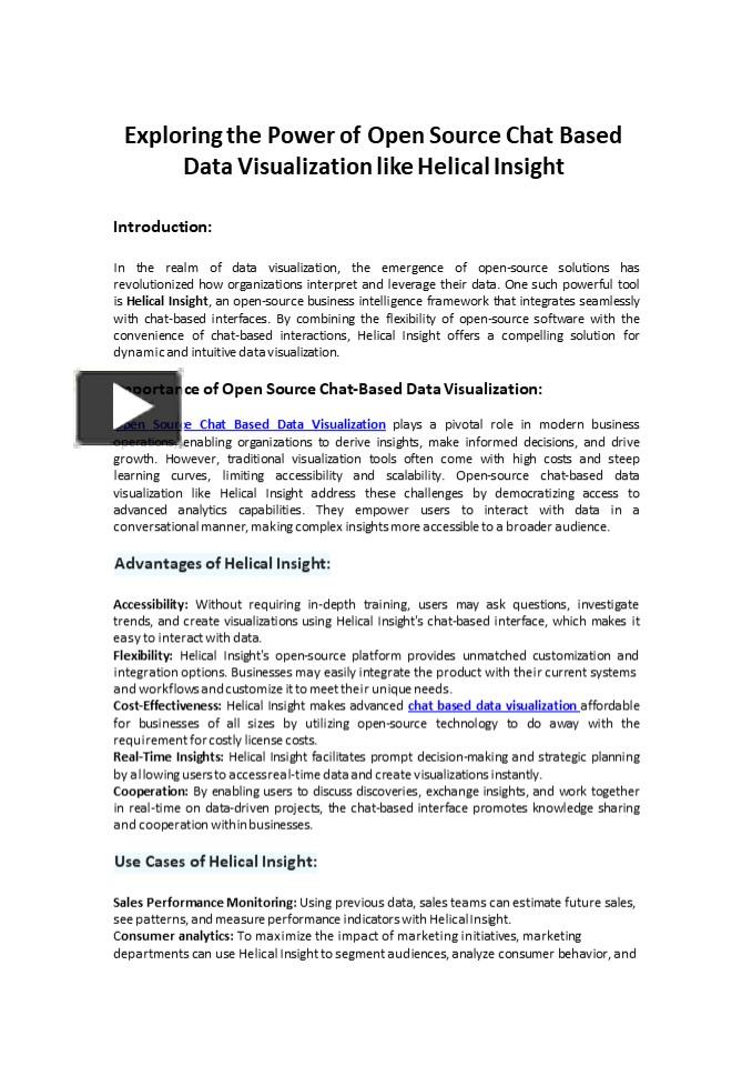 Ppt Exploring The Power Of Open Source Chat Based Data Visualization Like Helical Insight
