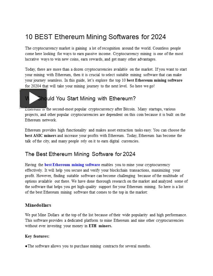PPT – 10 BEST Ethereum Mining Softwares for 2024 PowerPoint presentation | free to download - id ...