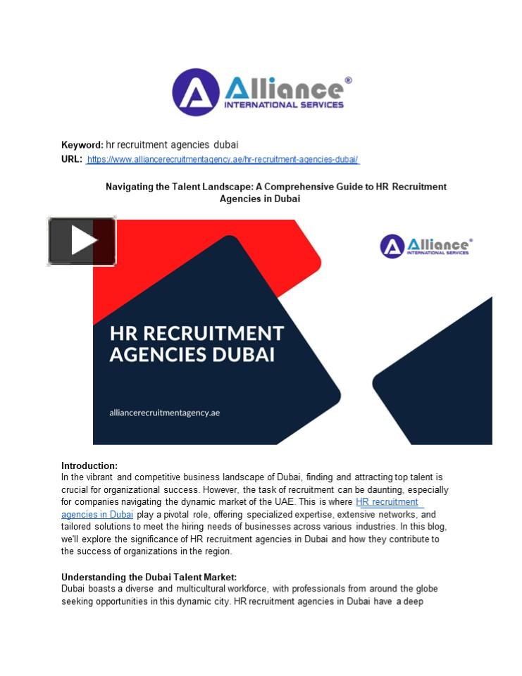 Navigating the Talent Landscape: A Comprehensive Guide to HR Recruitment Agencies in Dubai ...