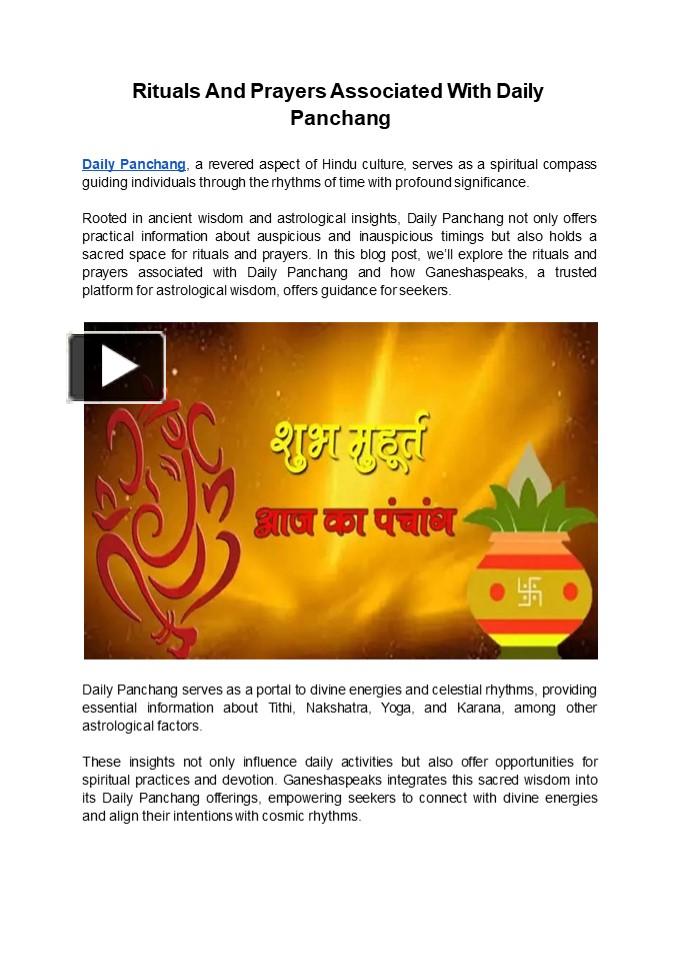 PPT – Rituals And Prayers Associated With Daily Panchang PowerPoint ...