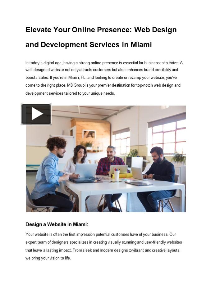 "Elevate Your Online Presence: Web Design and Development Services in Miami " presentation ...