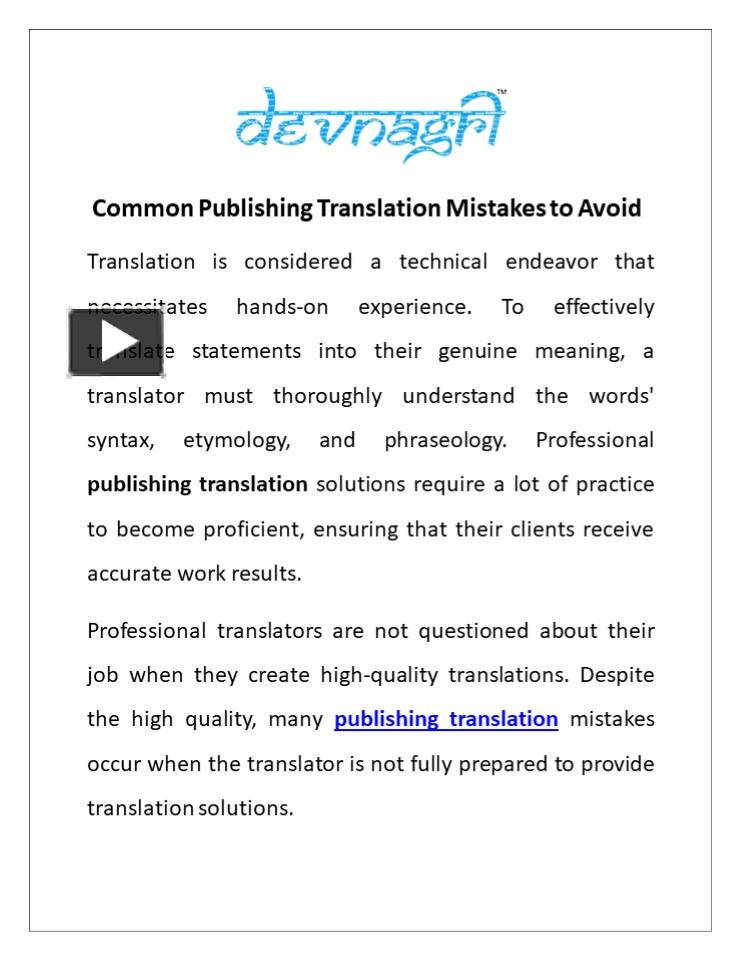 Common Publishing Translation Mistakes to Avoid presentation | free to download