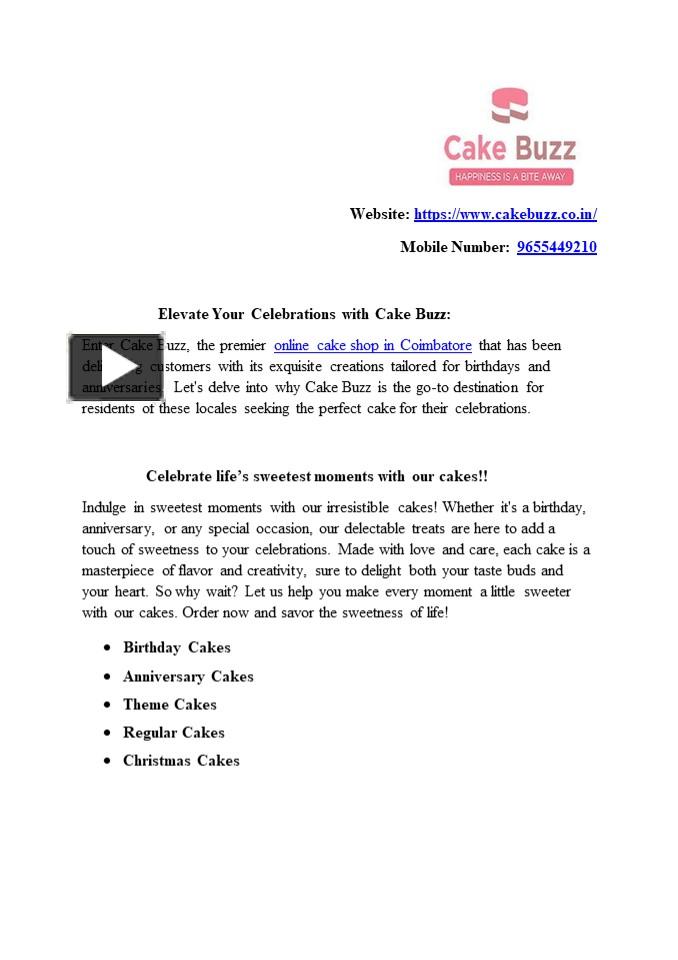Cake Buzz - Online Cake Delivery In Coimbatore presentation | free to download