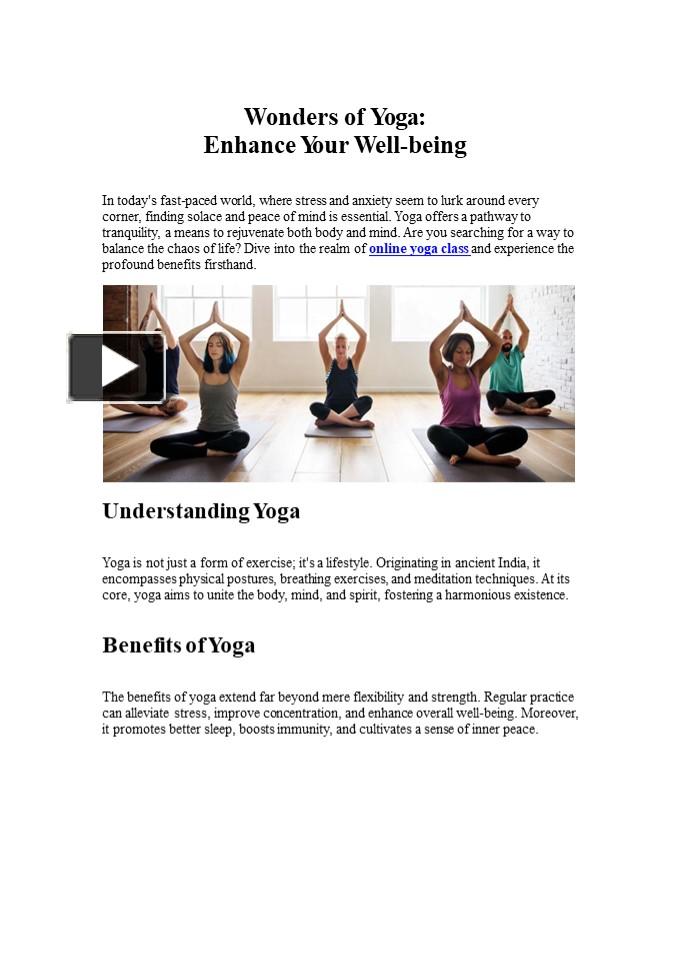 PPT – Wonders of Yoga: Enhance Your Well-being PowerPoint presentation | free to download - id ...