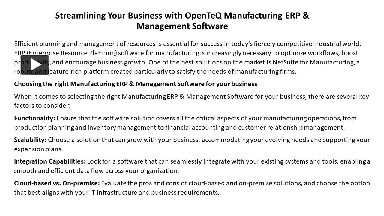 PPT – Streamlining Your Business with OpenTeQ Manufacturing ERP & Management Software PowerPoint ...