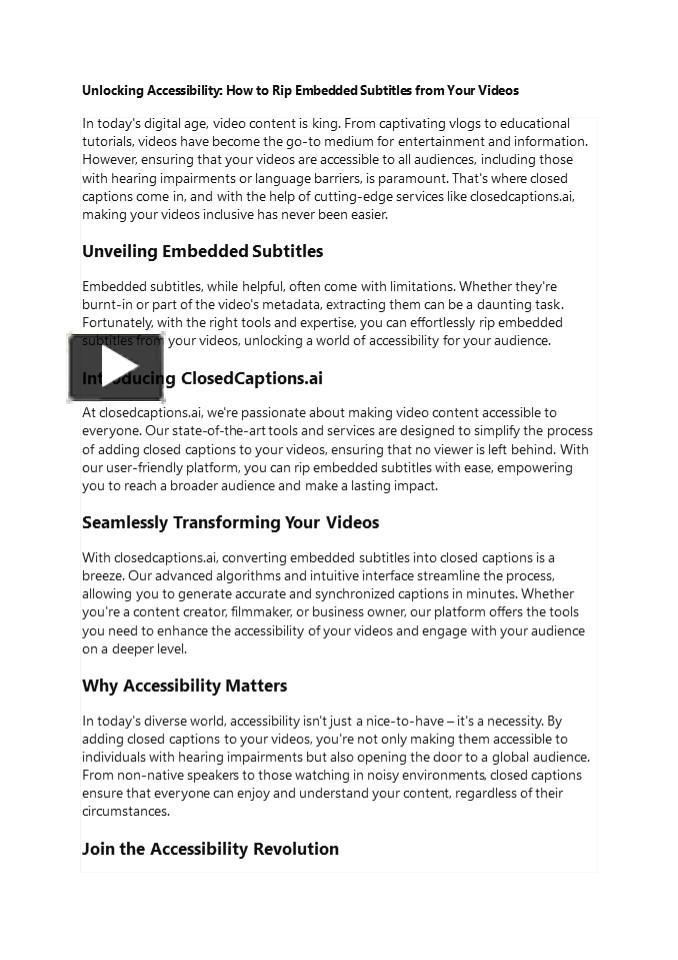 PPT – Unlocking Accessibility: How to Rip Embedded Subtitles from Your Videos PowerPoint ...
