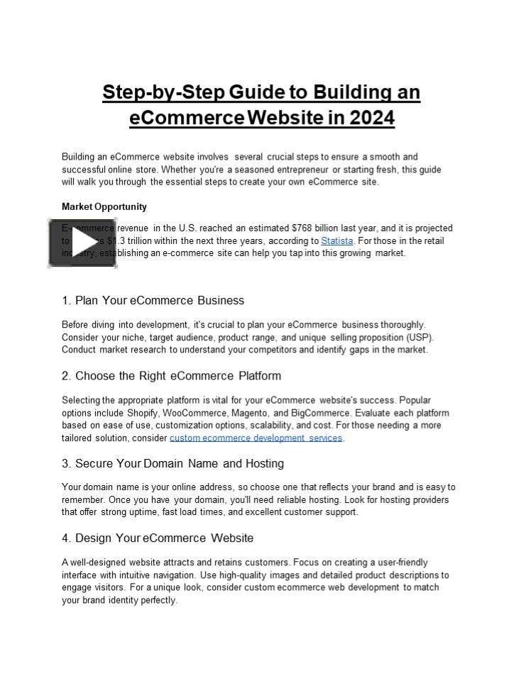 Step-by-Step Guide to Building an eCommerce Website in 2024 presentation | free to download