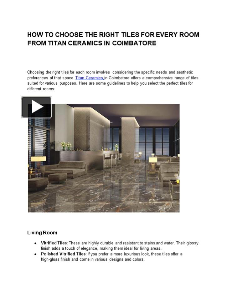 PPT – HOW TO CHOOSE THE RIGHT TILES FOR EVERY ROOM FROM TITAN CERAMICS IN COIMBATORE (1 ...