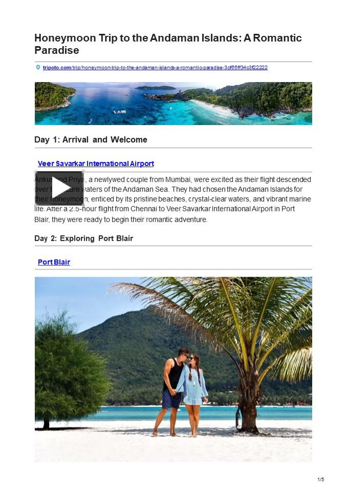 PPT – Book A Romantic Honeymoon Trip to the Andaman Islands PowerPoint presentation | free to ...