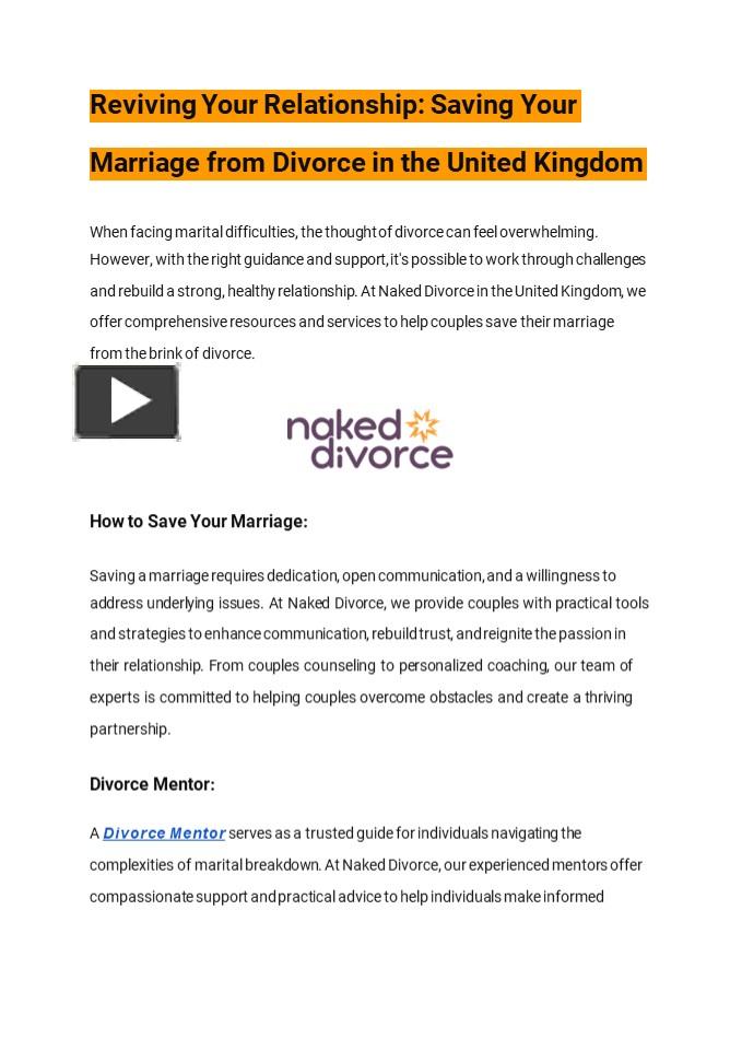 Reviving Your Relationship: Saving Your Marriage from Divorce in the United Kingdom presentation ...