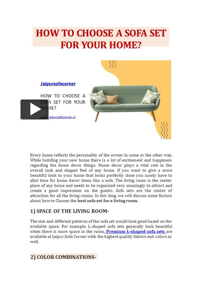 HOW TO CHOOSE A SOFA SET FOR YOUR HOME? presentation | free to download