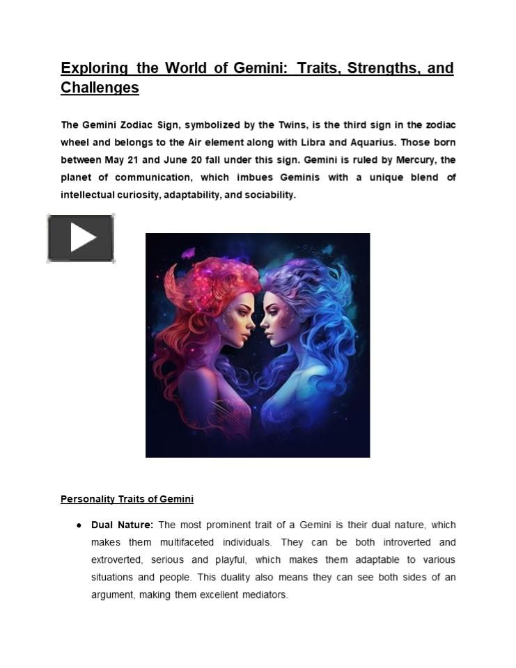 PPT – Discovering Gemini: Unveiling the Traits, Strengths, and Challenges of the Gemini Zodiac ...