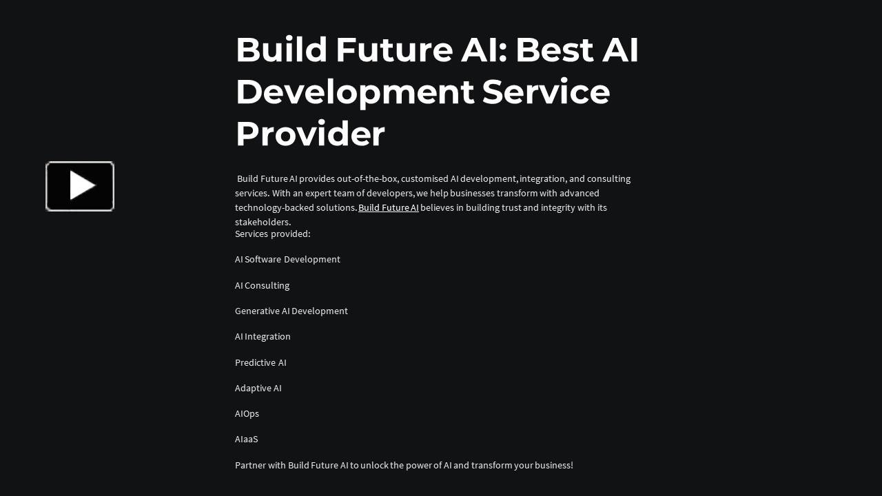 Build Future AI: Top AI Development Company & Service Provider presentation | free to download