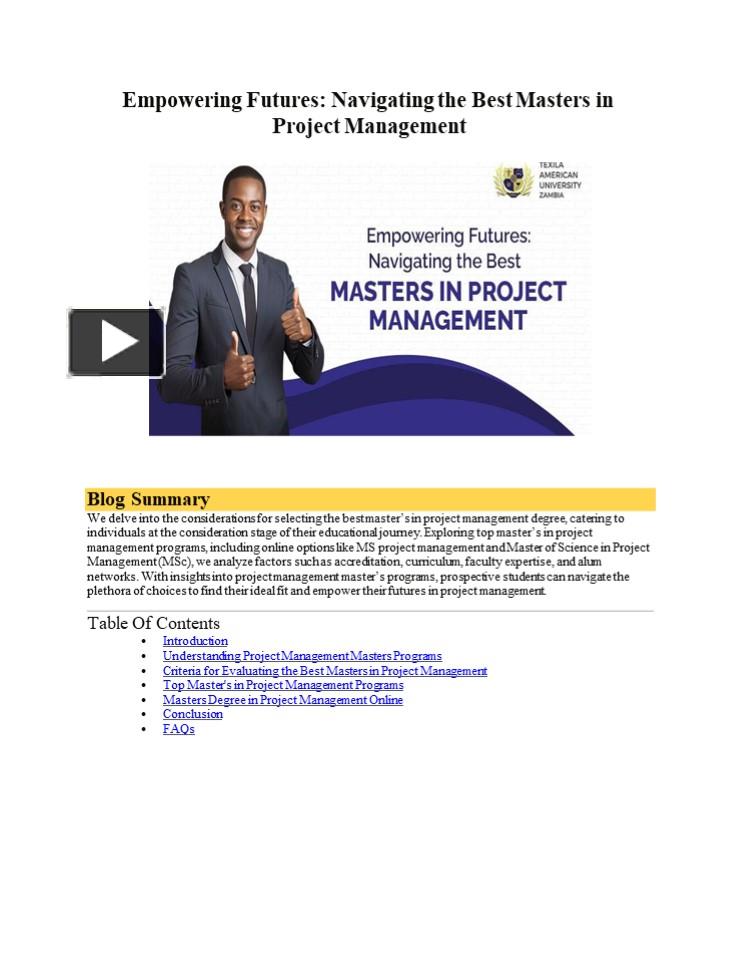 PPT – Master's in Project Management | Empowering Futures PowerPoint presentation | free to ...