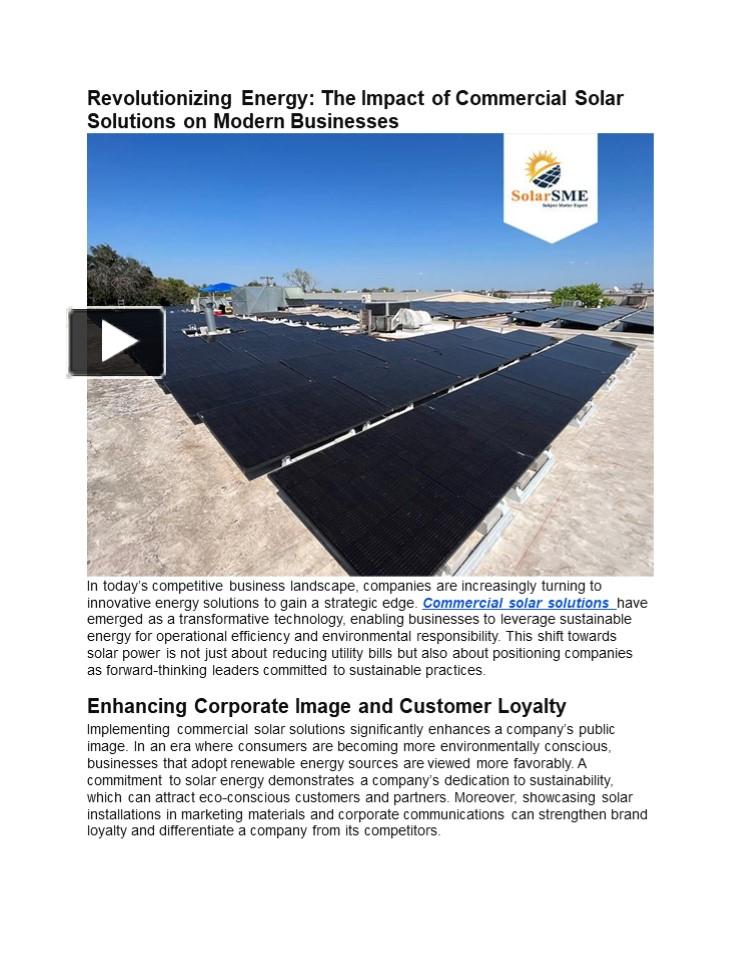 PPT – Revolutionizing Energy: The Impact of Commercial Solar Solutions on Modern Businesses ...