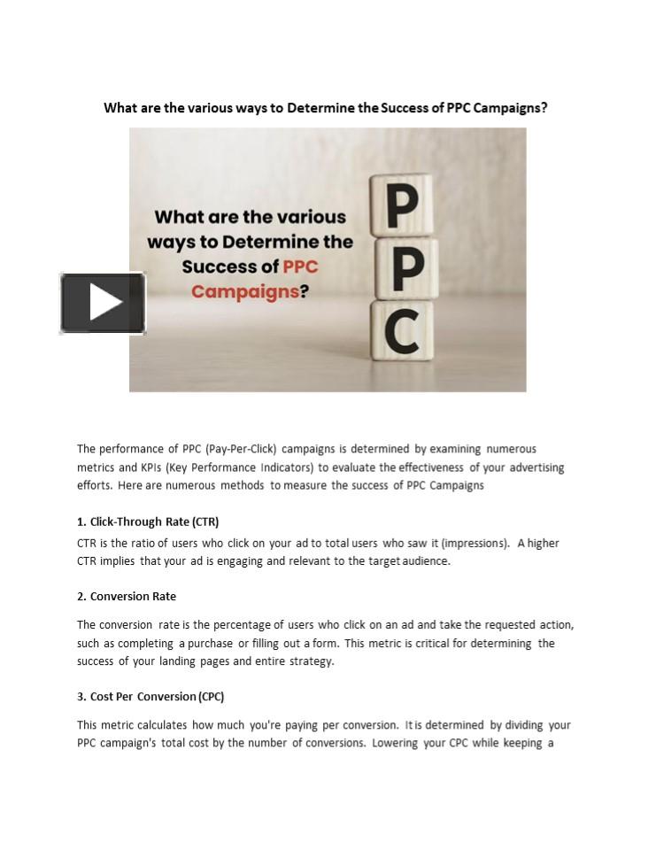 PPT – What are the various ways to Determine the Success of PPC Campaigns? PowerPoint ...
